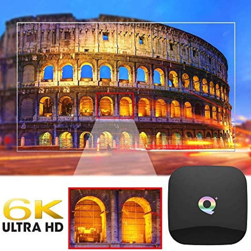 Android 9.0 TV Box, Q Plus Android Box 4GB RAM 32GB ROM H6 Quad Core with USB 3.0 & TF Card Port ...
