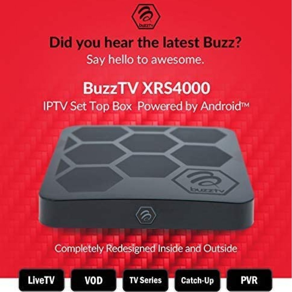BuzzTV XRS4000-4GB RAM 32GB Storage Dual Band WiFi + Free Extra Remote